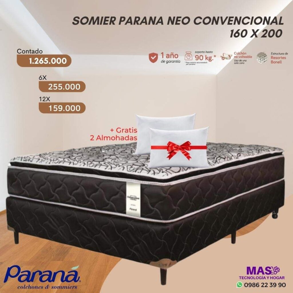 Sommier PARANÁ – Neo Convencional 160 x 200 – Red Sagrados